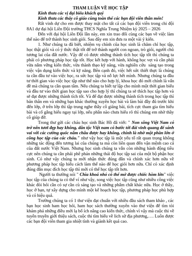 Tham Luan Ve Hoc Tap | PDF