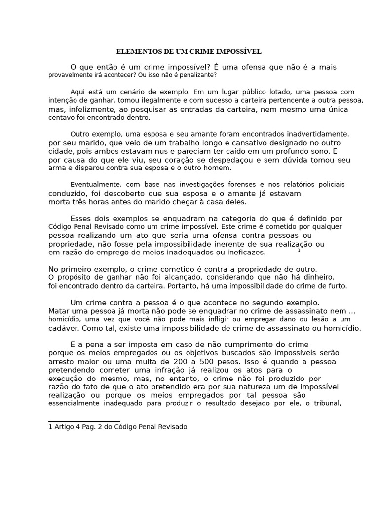 Entendendo o Crime Impossível | PDF | Crimes | Crime e Violência