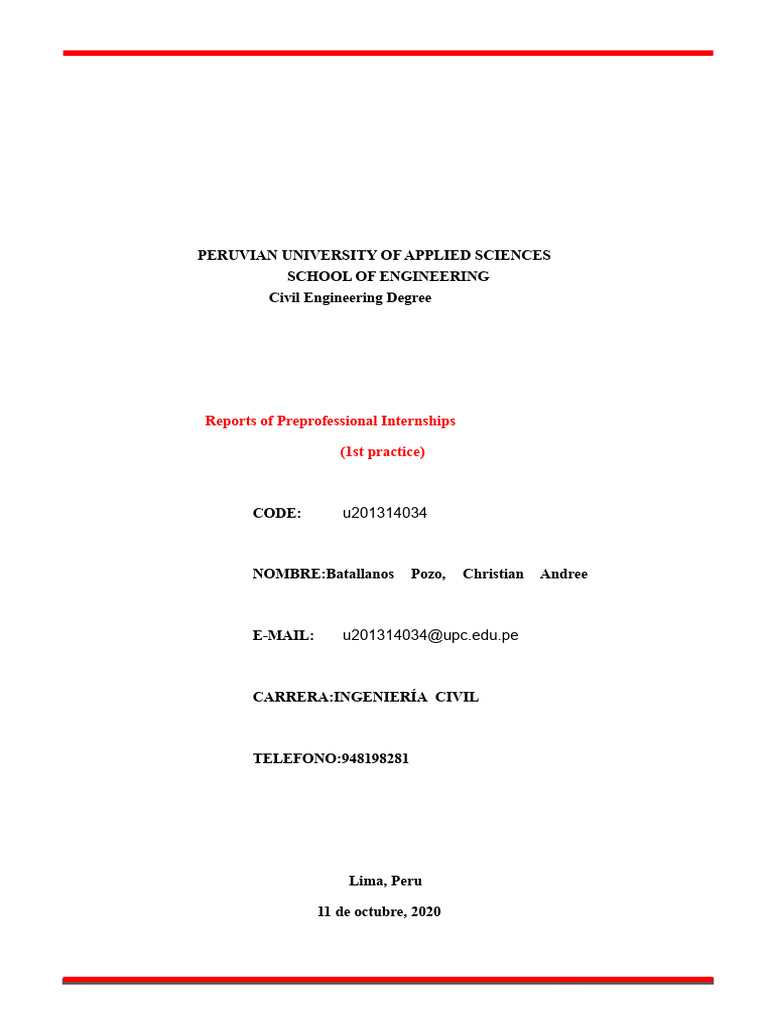 REPORT ON PRE-PROFESSIONAL INTERNSHIPS | PDF | Road | Knowledge