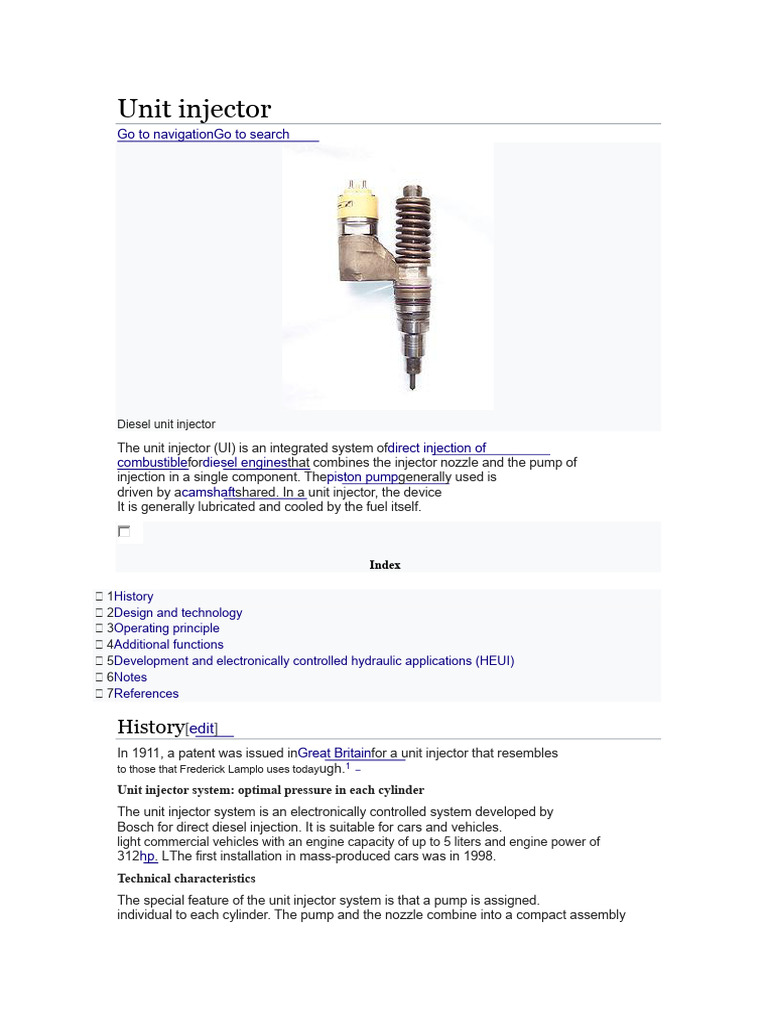 Unit Injector Pdf Fuel Injection Energy Technology