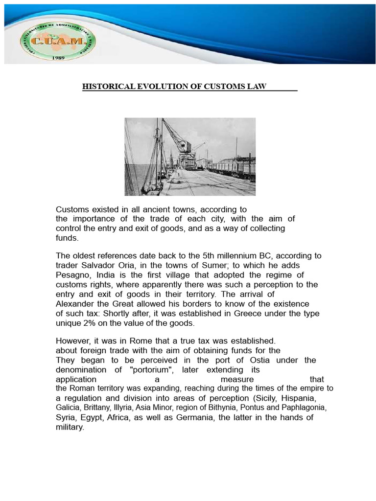 Evolution of Customs Law Through History | PDF | Customs | Taxes