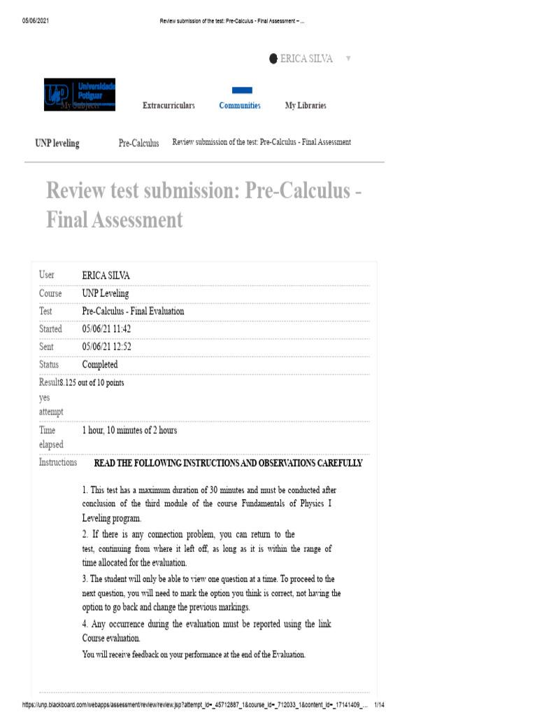 Pre-Calculus Test - Final Assessment - .. | PDF | Function (Mathematics ...