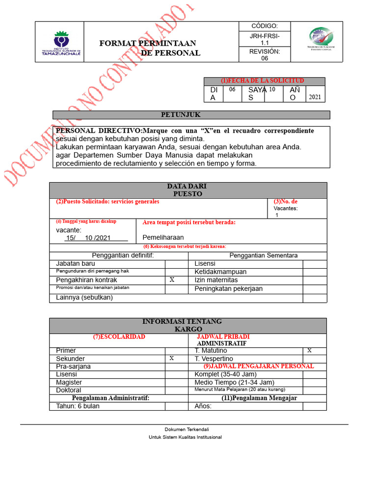 Permintaan Personel untuk Layanan Umum | PDF