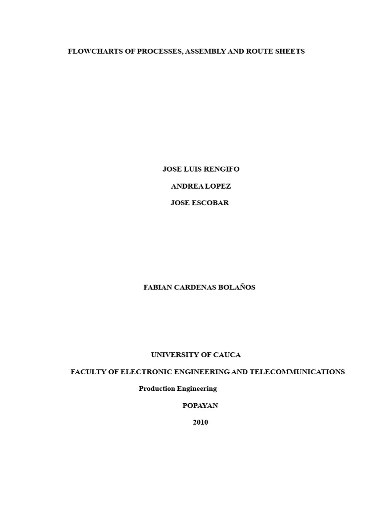 Flowcharts of Processes, Assembly and Route Sheets | PDF | Drawing ...