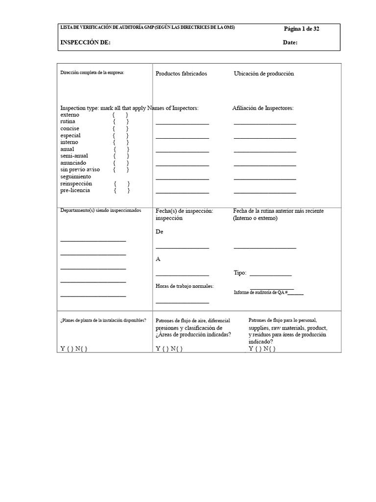 Auditoría GMP: Lista de Verificación OMS | PDF | Laboratorios | Auditoría