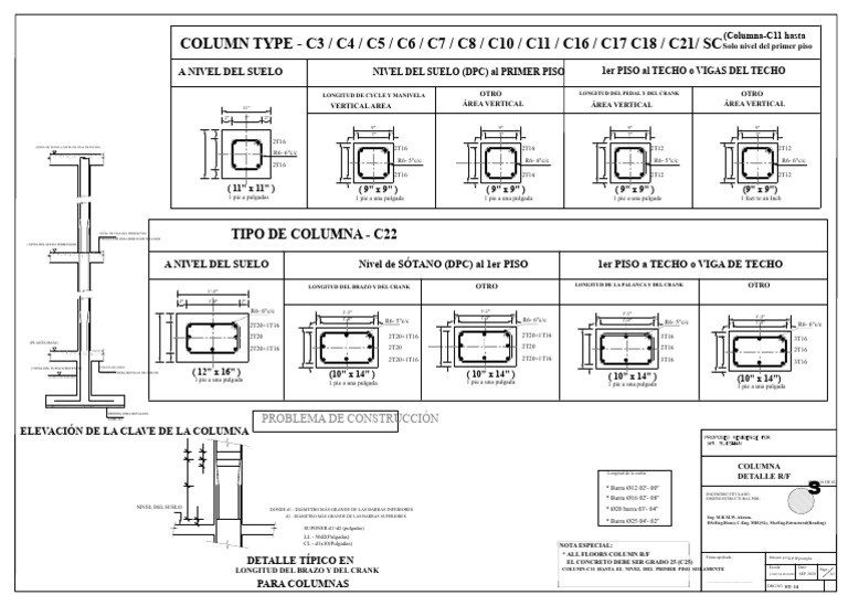 Detalles Estructurales de Columnas C11 | PDF | Ingeniería estructural