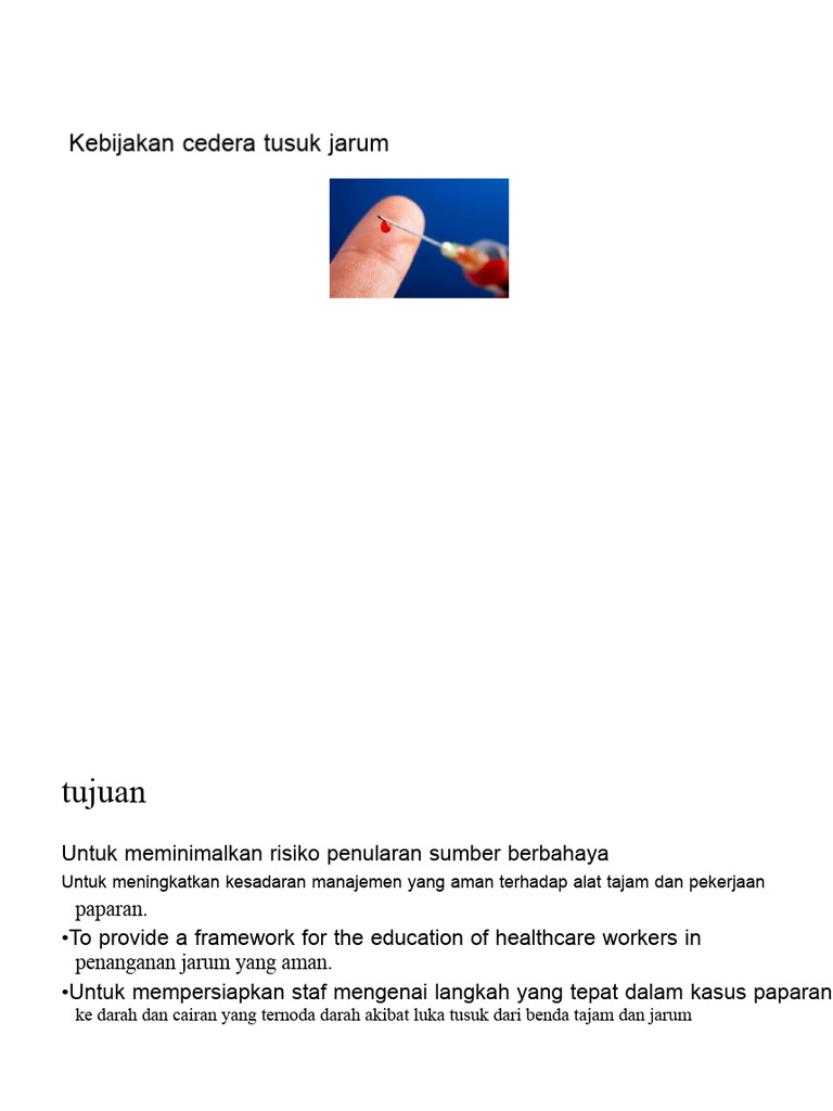 Kebijakan Penanganan Cedera Tusuk Jarum | PDF