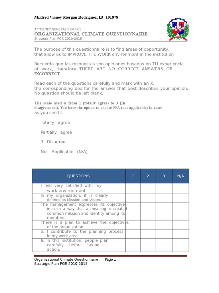 Organizational Climate Survey 2010-2015 | PDF | Strategic Planning ...