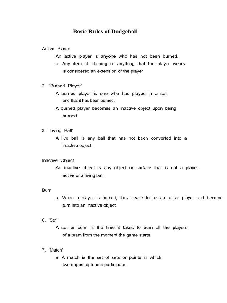 Basic Rules of Dodgeball | PDF | Sports | Ball Games
