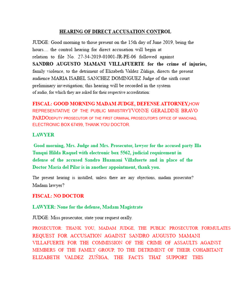 Accusation Control Script | PDF | Prosecutor | Trials