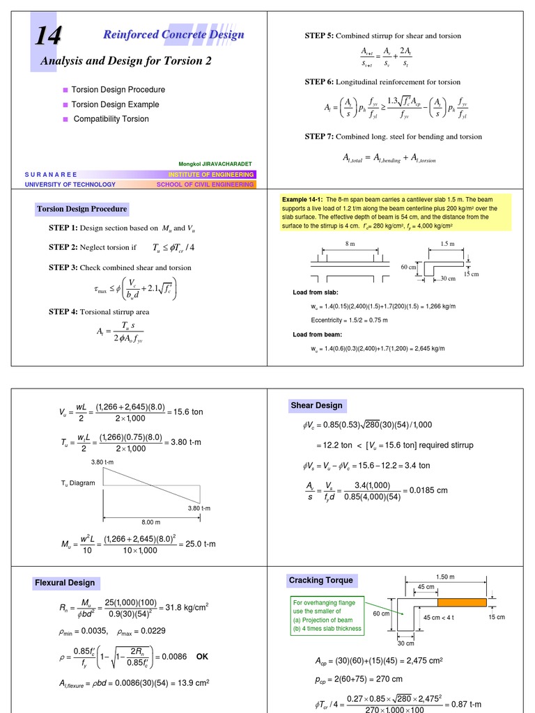 Concrete Design14 Analysis Design Torsion 2 | PDF | Beam (Structure) | Bending