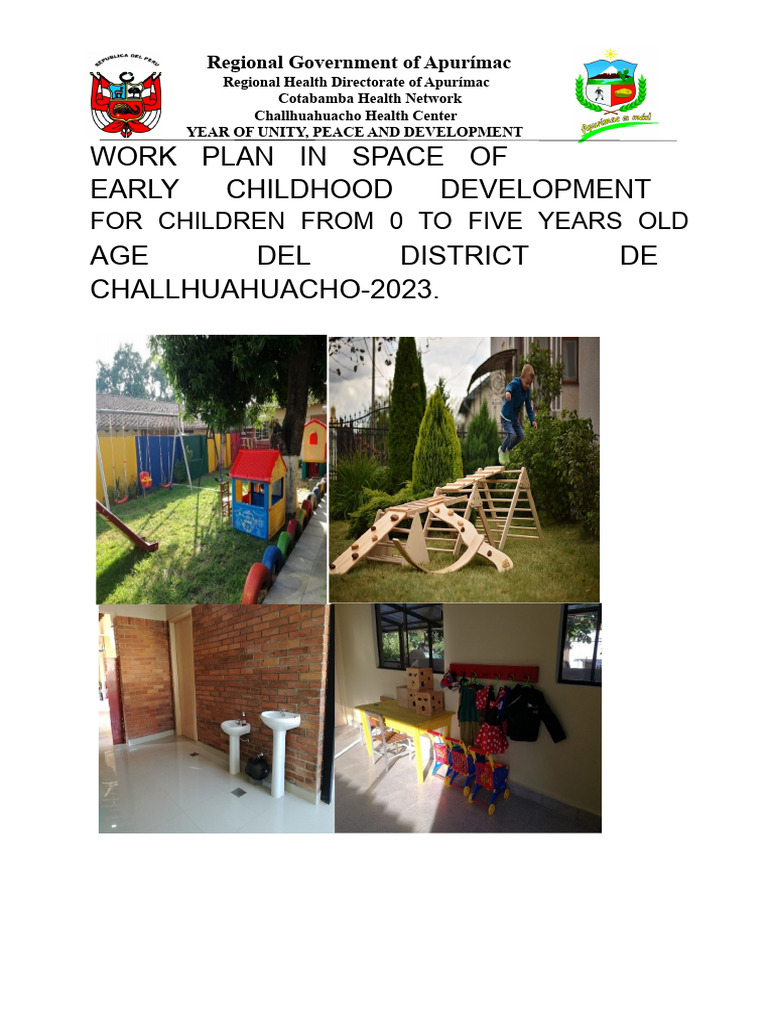 Work Plan in Early Childhood Development Space For Children Aged 0 To ...