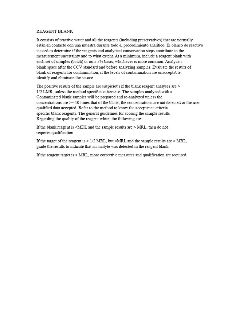 Reagent Blank | PDF