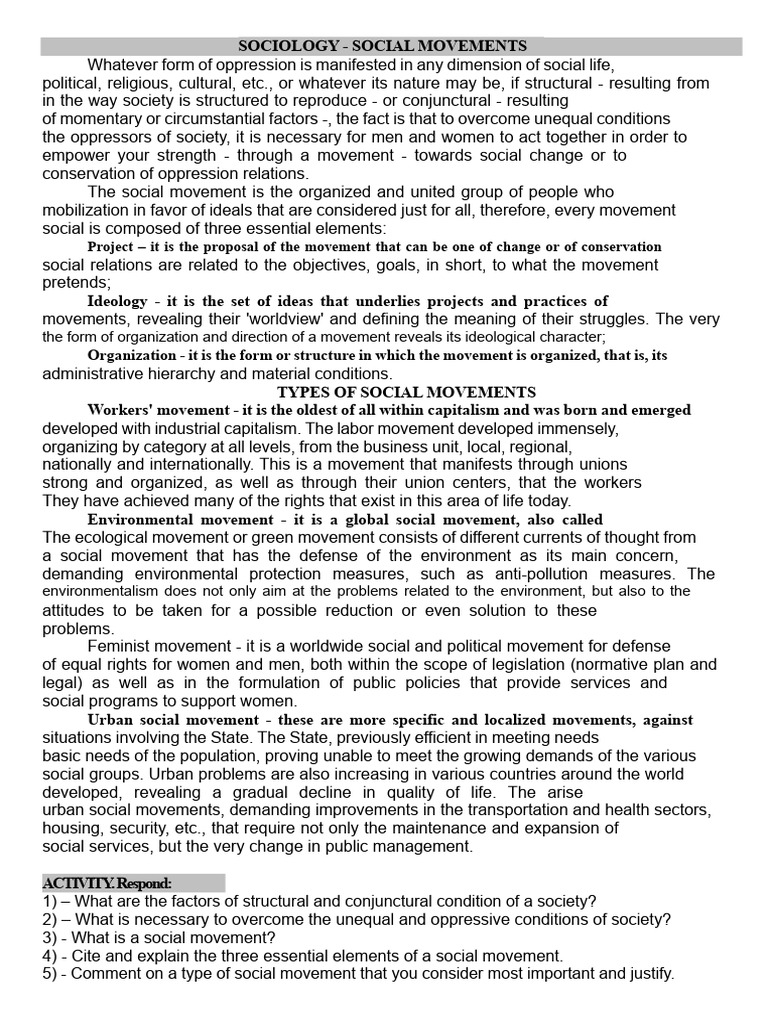 Understanding Social Movements in Sociology | PDF | Social Movements ...