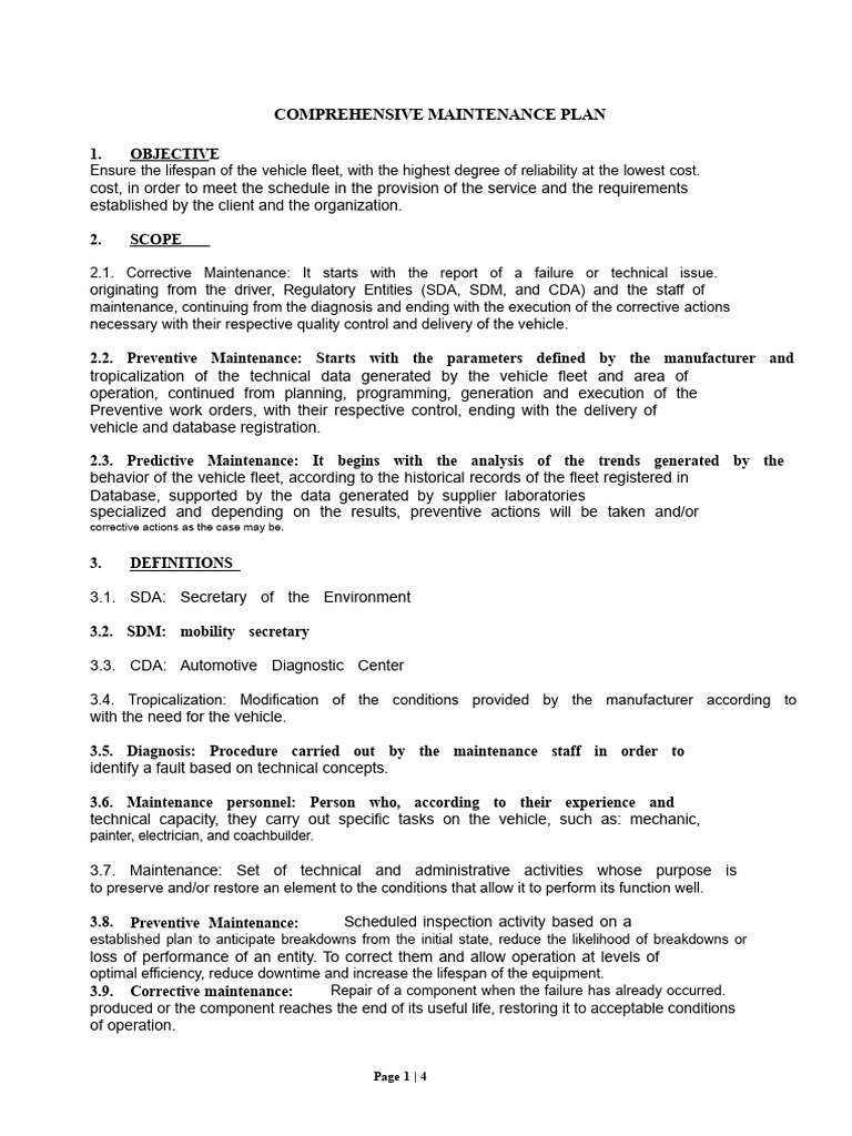 Comprehensive Maintenance Plan | PDF | Systems Engineering