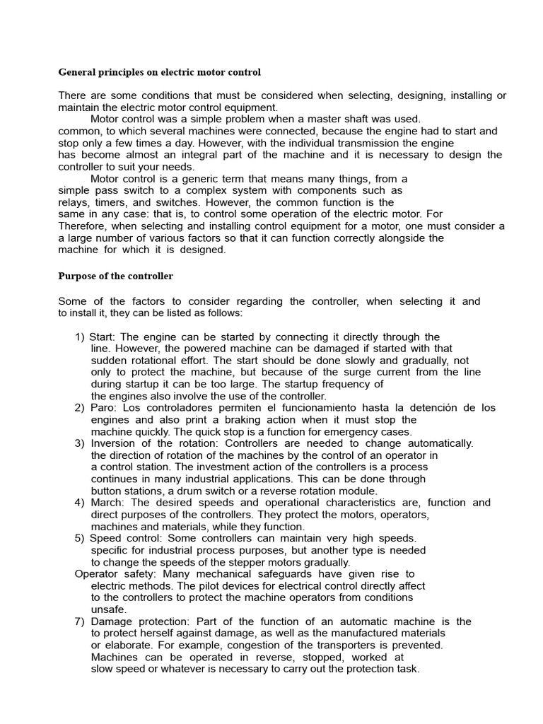 Control circuit for motors | PDF | Relay | Switch