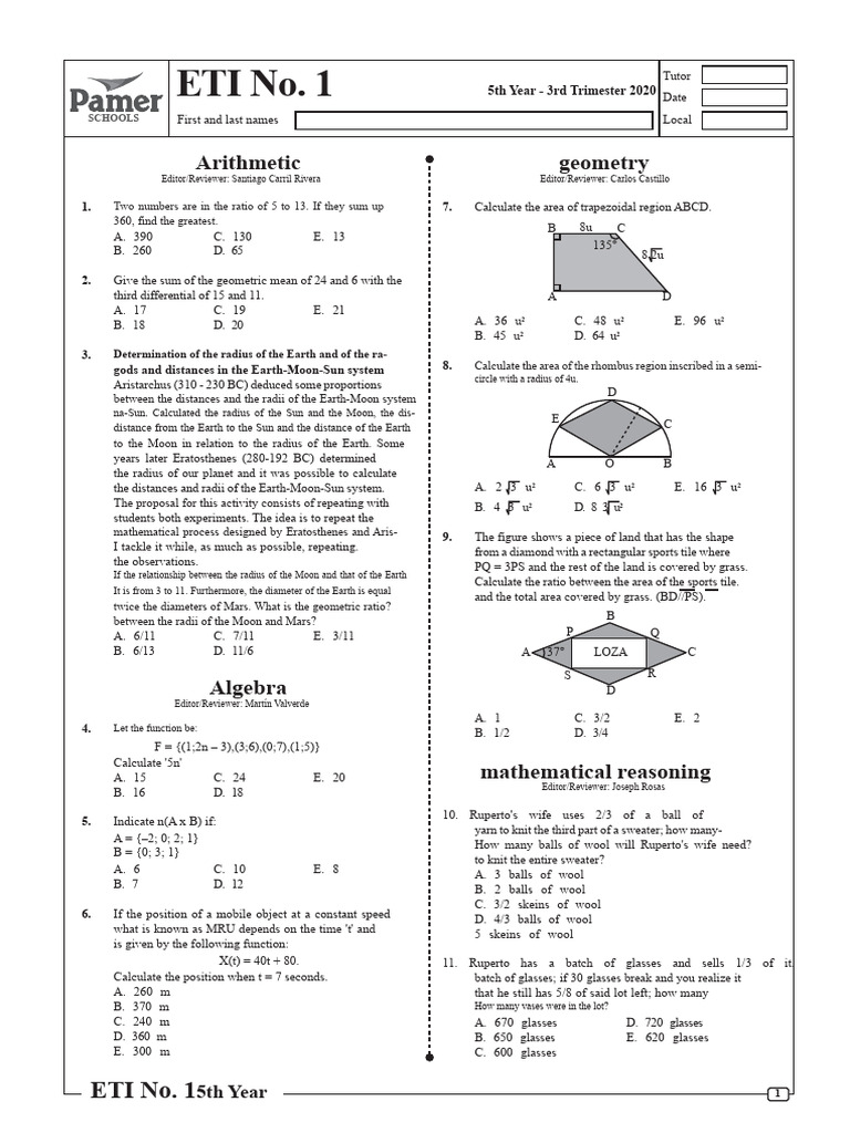 ETI No. 1 - 5th year.pdf | PDF | Mole (Unit) | Geometry