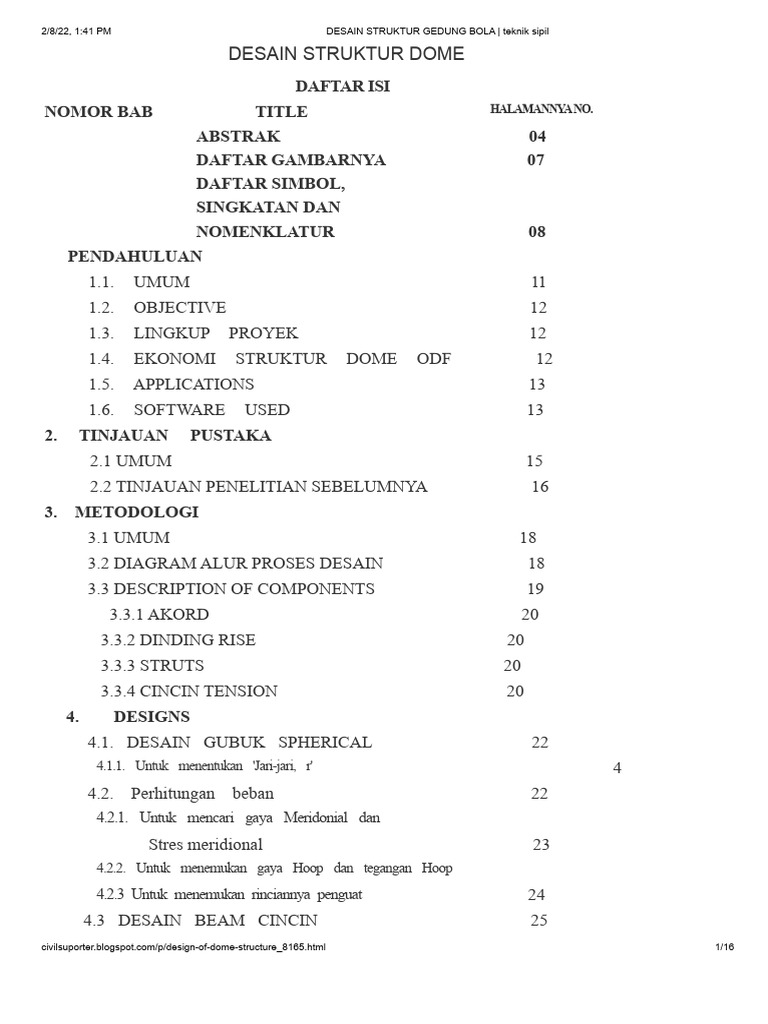 Desain Struktur Kubah dalam Teknik Sipil | PDF