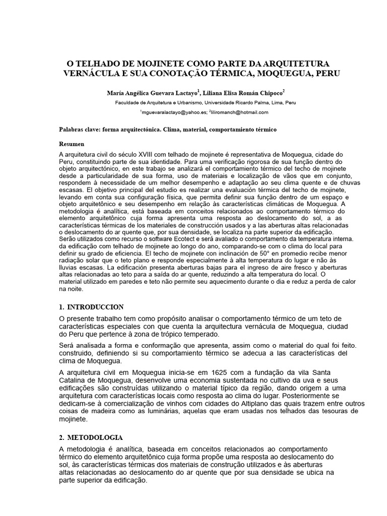 Maria Guevara Lactayo (2017) O Telhado de Mojinete Como Parte Da ...