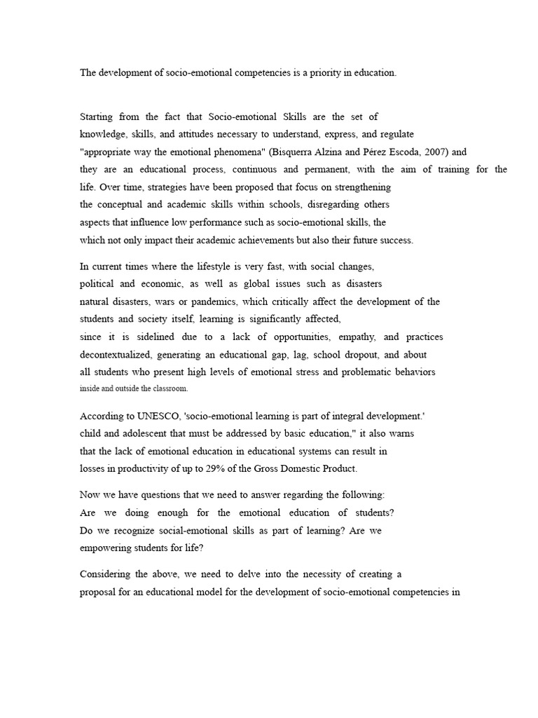 Essay On Socioemotional Skills | PDF | Cognition | Learning