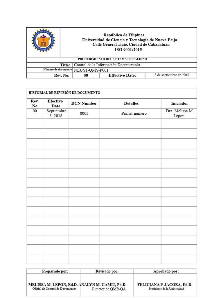 MUESTRA -QMS-P001 CONTROL-DE-INFORMACIÓN-DOCUMENTADA | PDF | Información | Informática