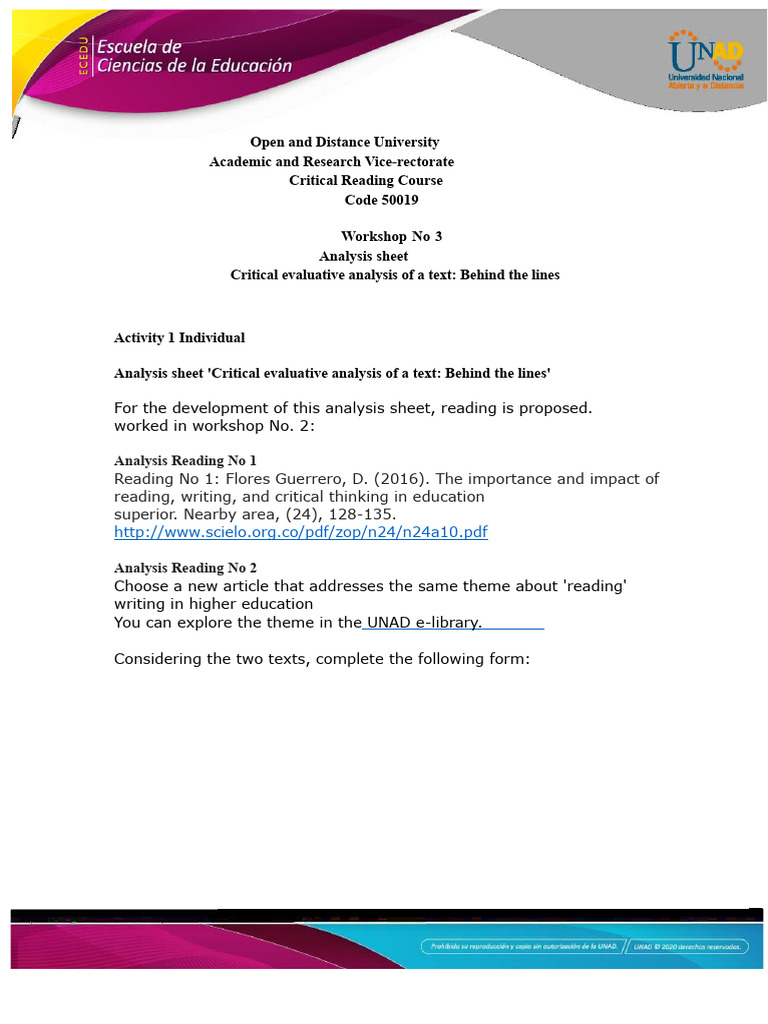 Critical Analysis of Reading in Education | PDF | Critical Thinking ...