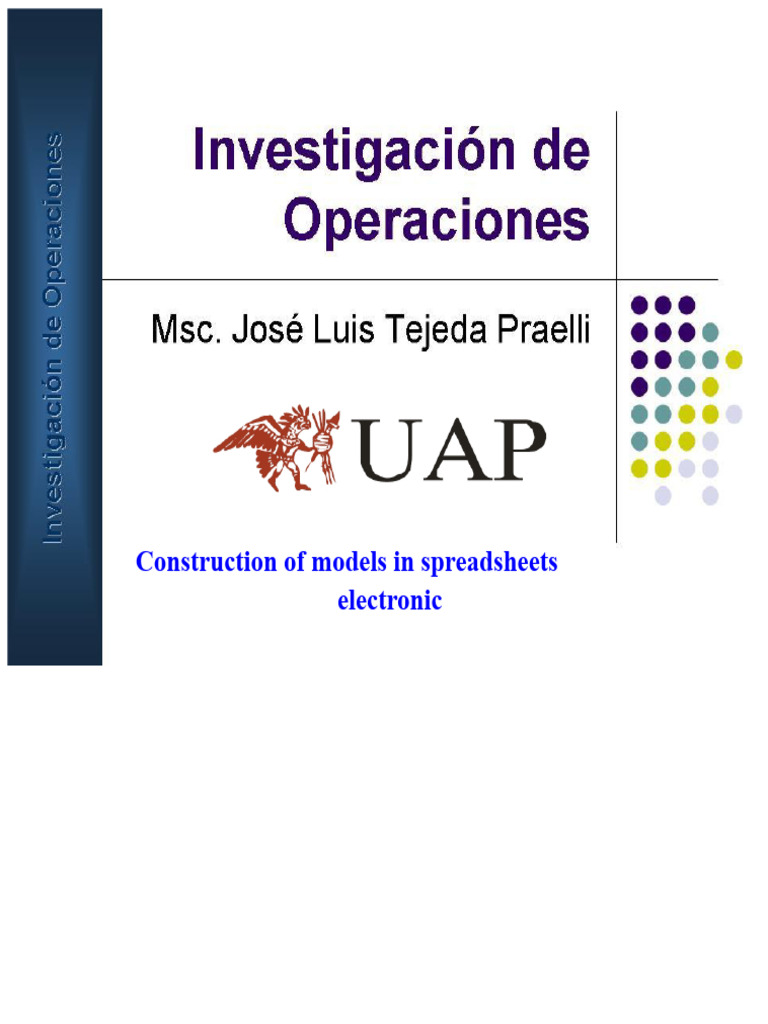 Session 03 - Building Models in Electronic Spreadsheets | PDF | Spreadsheet | Microsoft Excel