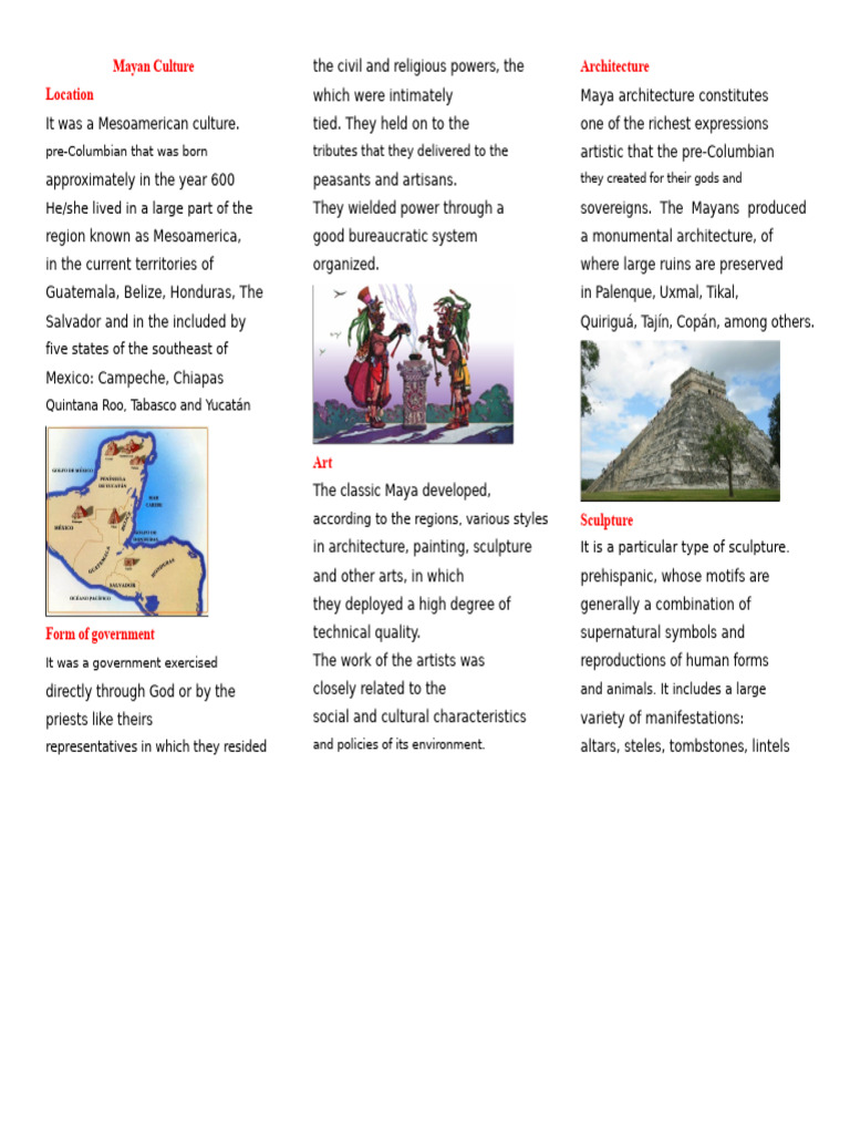 Maya Culture - For The Brochure | PDF | Maya Civilization | Mesoamerica