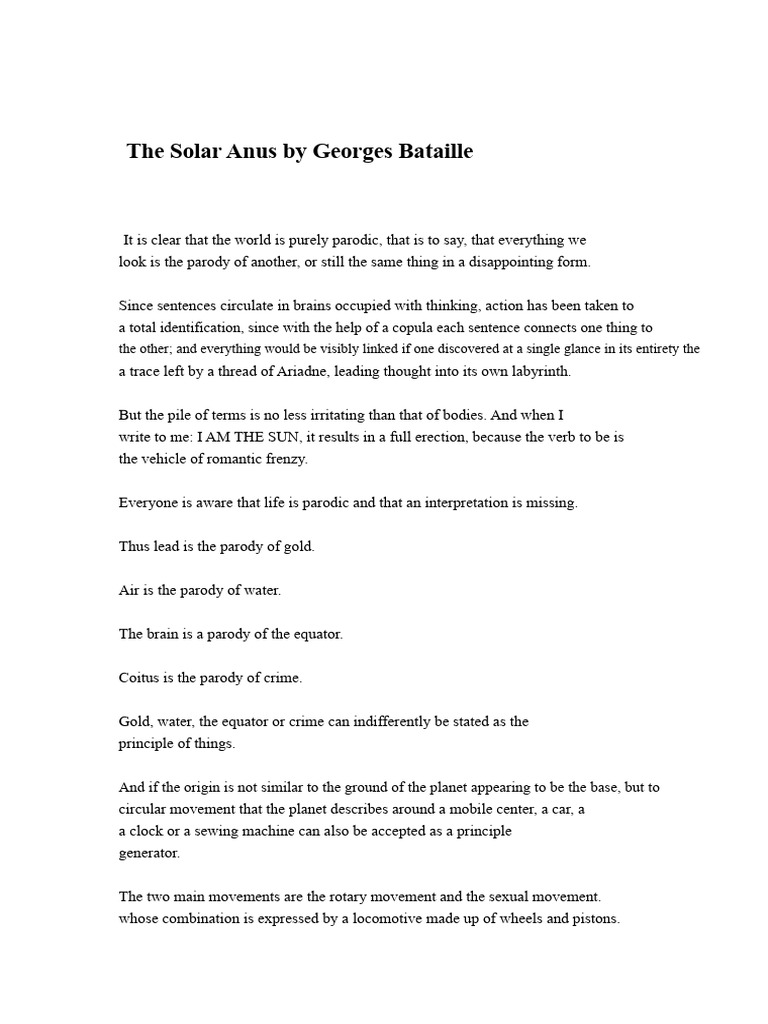 The Solar Anus by Georges Bataille | PDF | Volcano | Earth