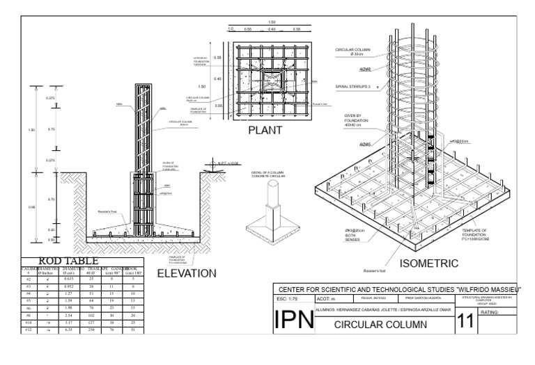 CIRCULAR COLUMN | PDF | Masonry | Materials