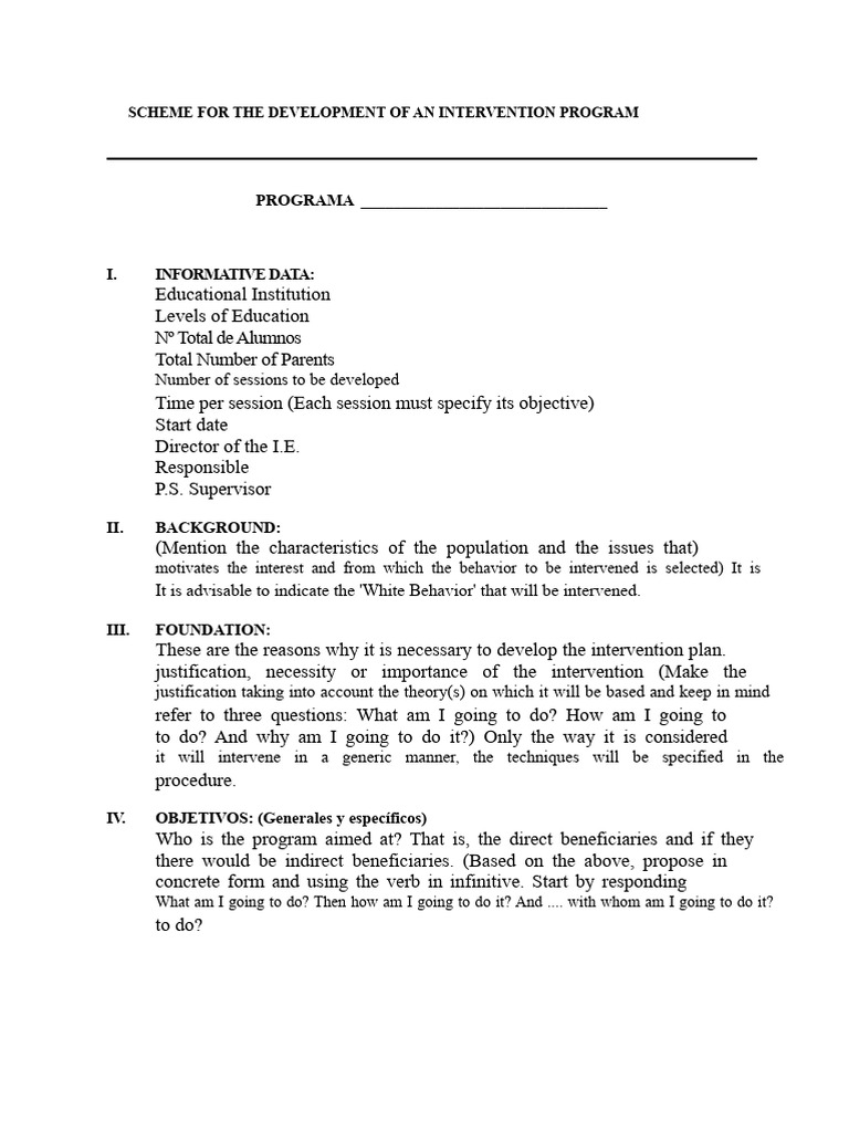 Outline of an Intervention Program | PDF | Methodology | Psychology