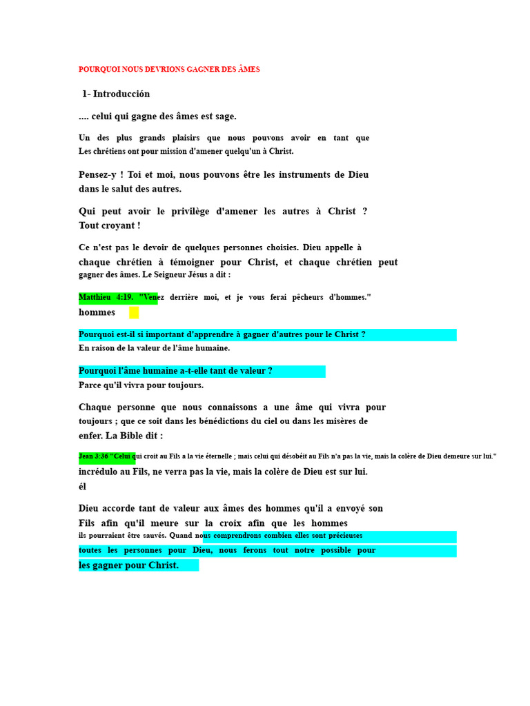 Importance de gagner des âmes pour Christ | PDF | Jésus | Évangile ...