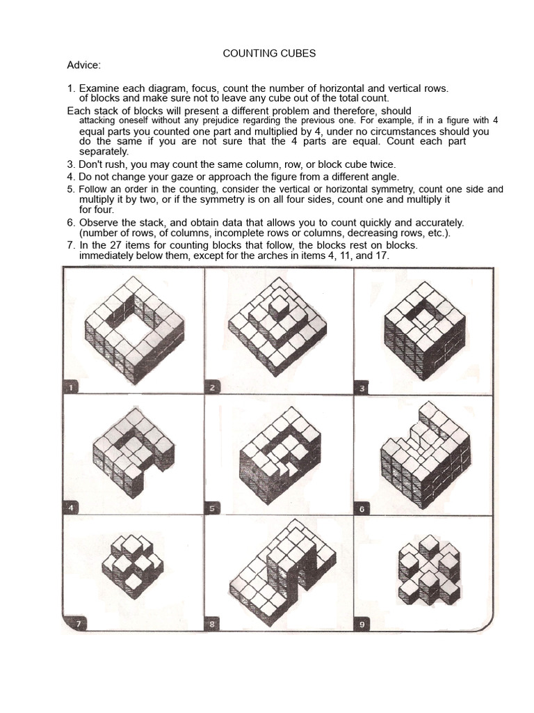 Counting Cubes Spatial Orientation | PDF | Geometry | Euclidean Geometry