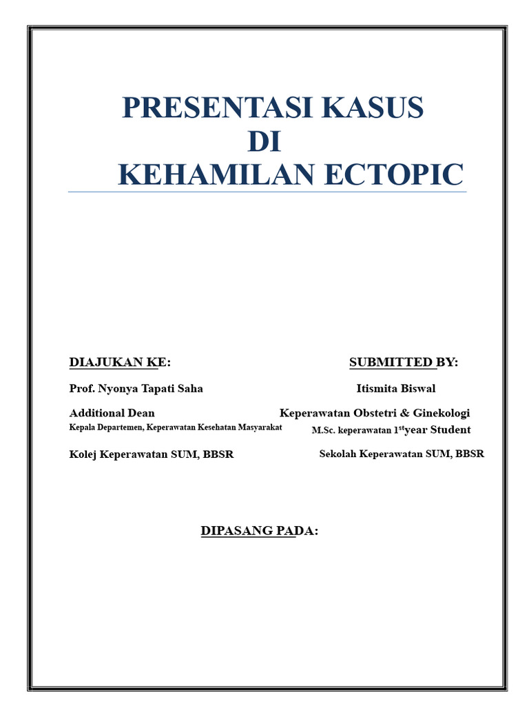 Kasus Kehamilan Ektopik: Diagnosis dan Manajemen | PDF