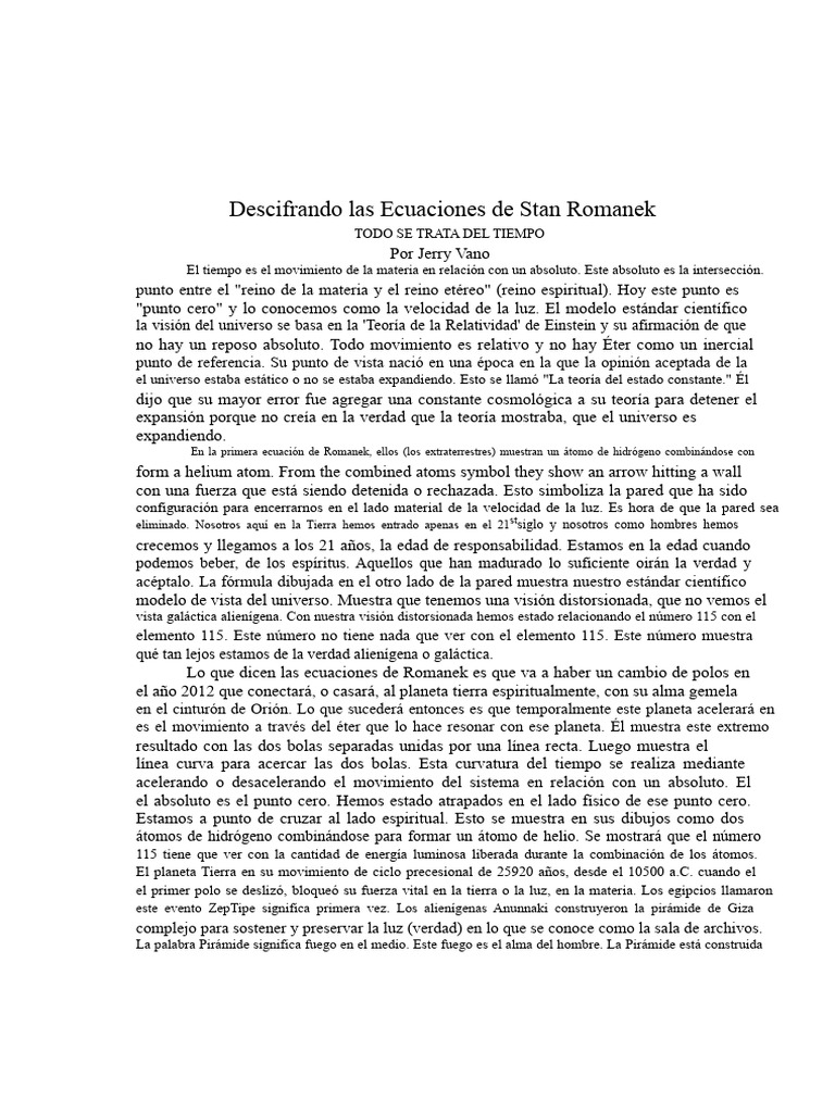 Descifrando Las Ecuaciones de Stan Romanek | PDF | Universo | Importar
