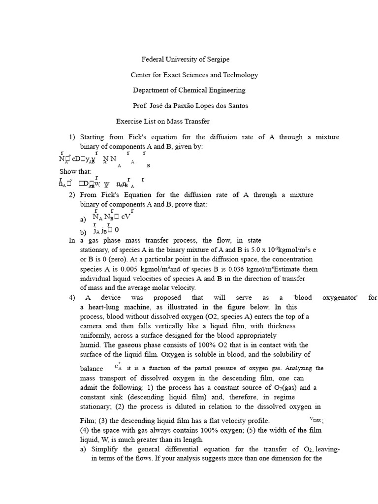 Mass Transfer Exercises in Chemical Engineering | PDF | Evaporation ...