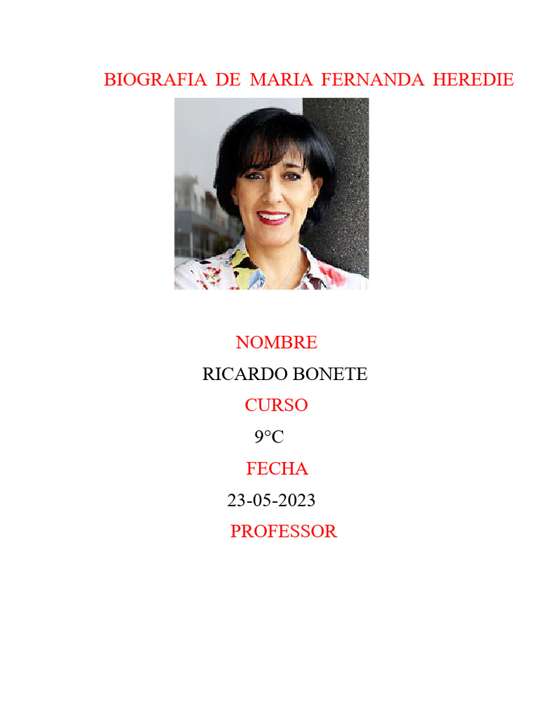Biografia de María Fernanda Heredia | PDF | Livros | Contos