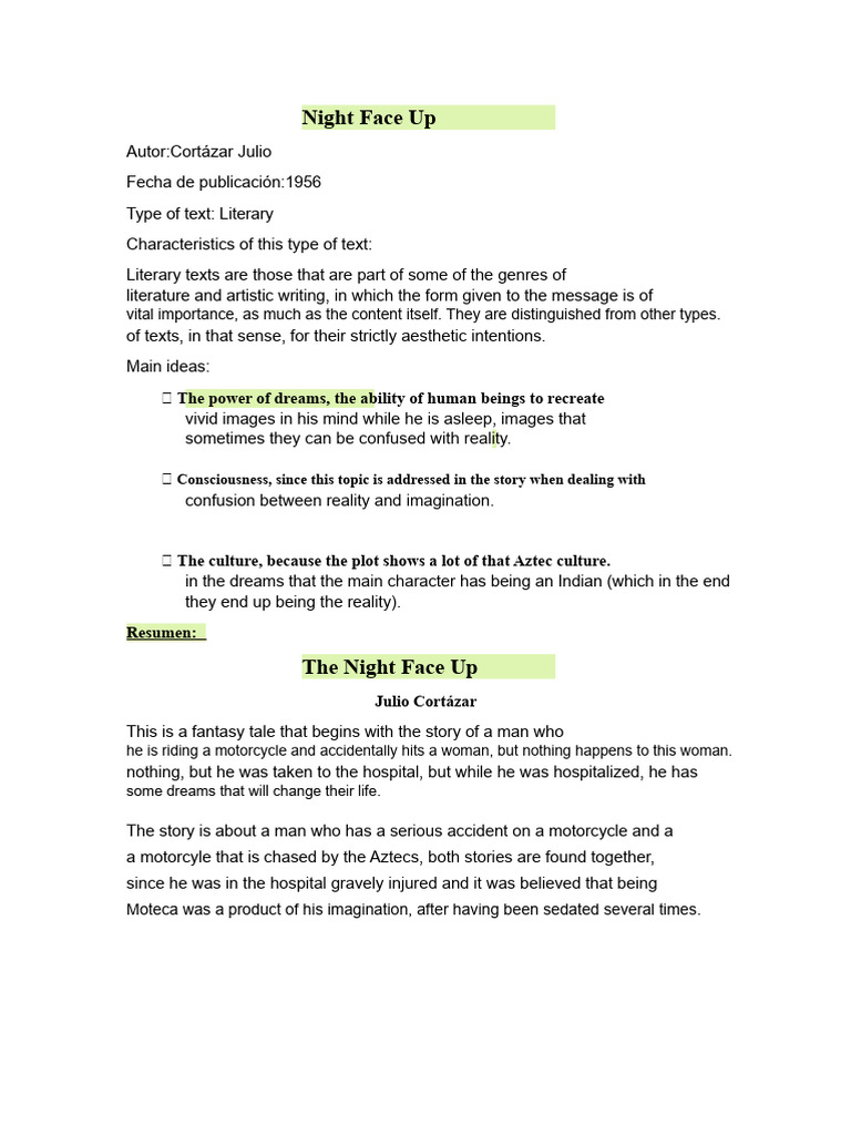 Night Face Up: Dreams and Reality | PDF | Dream | Imagination