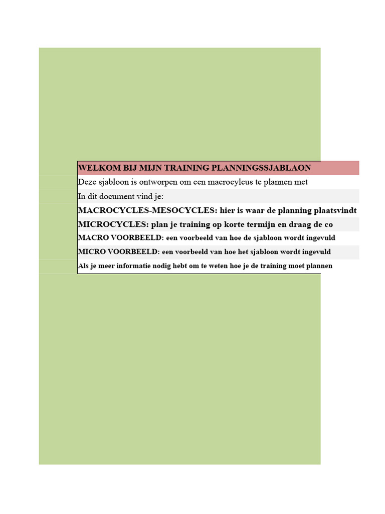 Sjabloon Planning | PDF