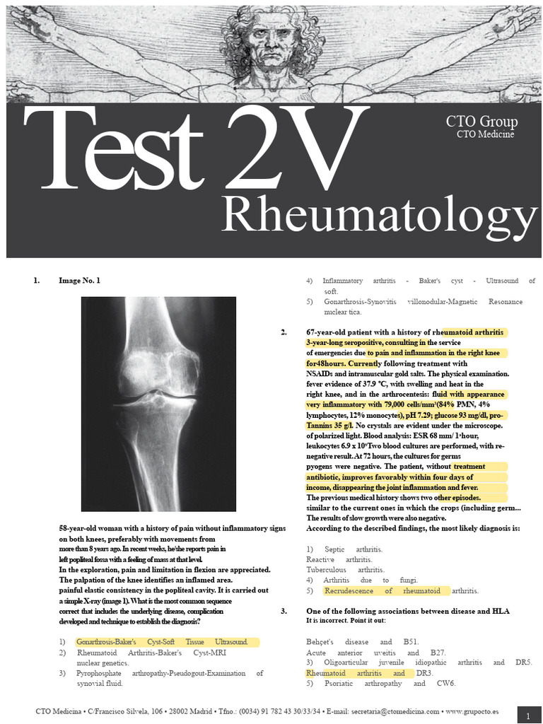 255102803-Questions-CTO-rheumatology | PDF | Rheumatoid Arthritis | Arthritis