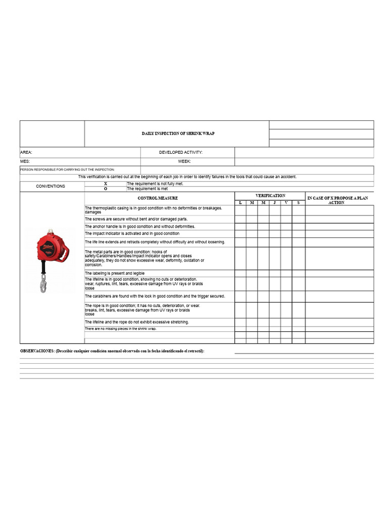 Retractable Inspection Format | PDF | Rope