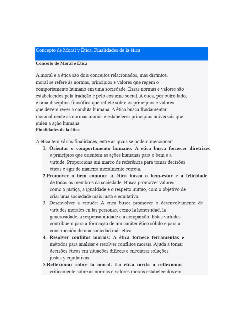 Conceito de Moral e Ética TEMA 4 | PDF | Moralidade | Burguesia
