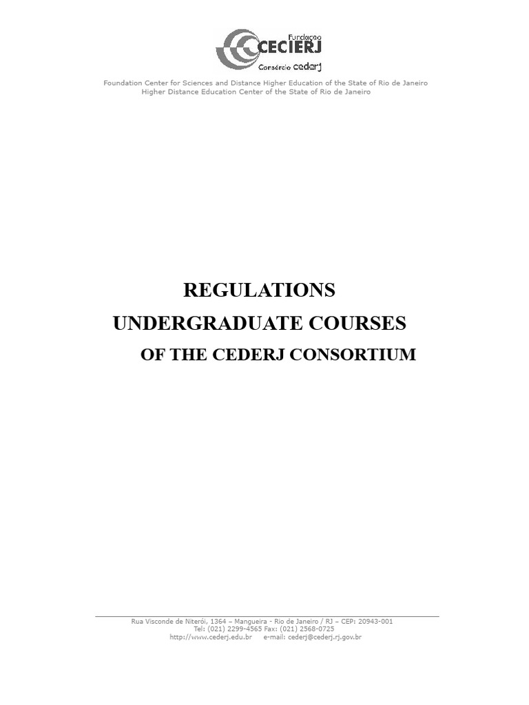 REGULATION OF UNDERGRADUATE COURSES OF THE CEDERJ CONSORTIUM | PDF ...