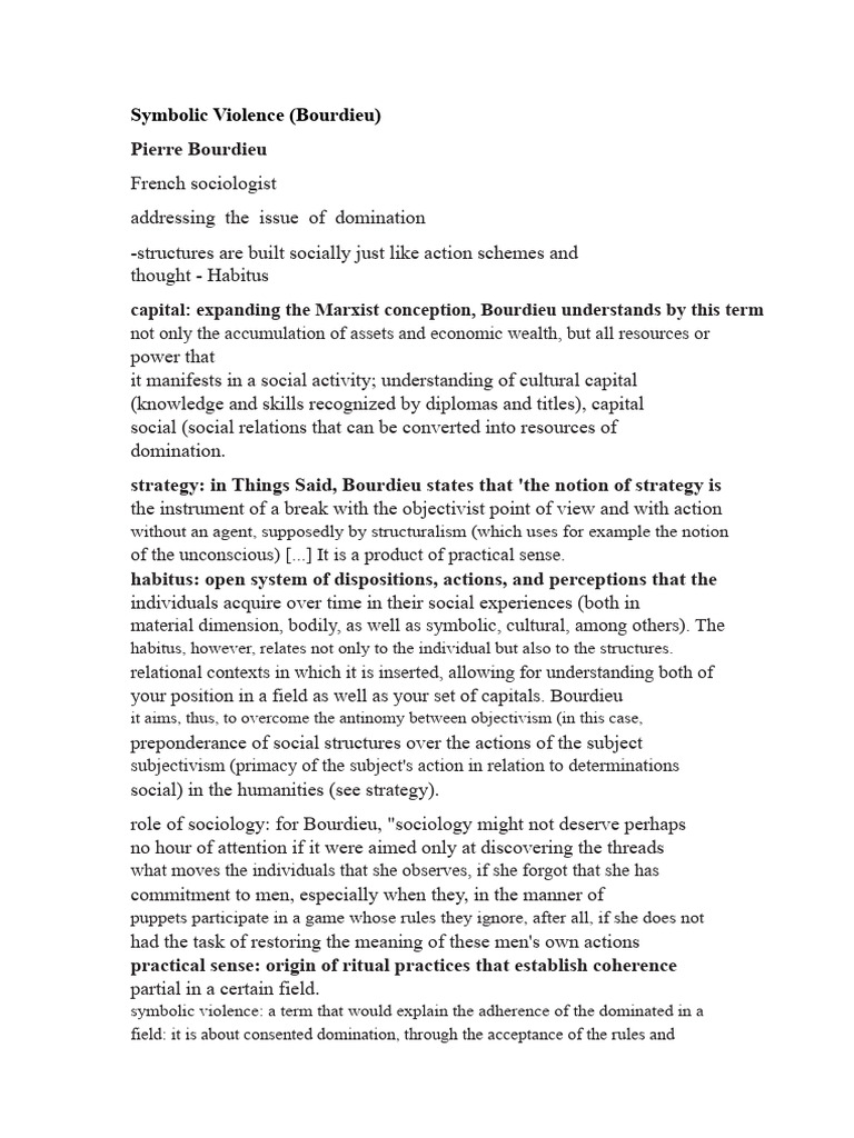Understanding Bourdieu's Symbolic Violence | PDF | Liberal Arts ...
