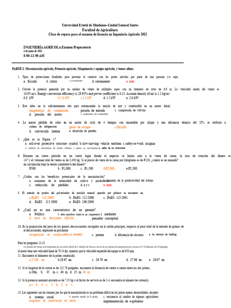 2011 Msu-gsc Preboard Parte 1 | PDF | Motores | Motor diesel