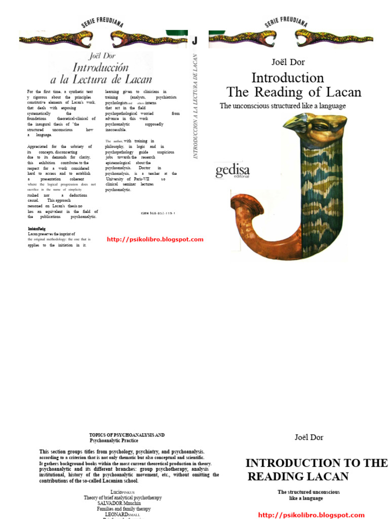 Dor, J. Introduction To The Reading of Lacan. Chapters 4, 5, 6 | PDF ...