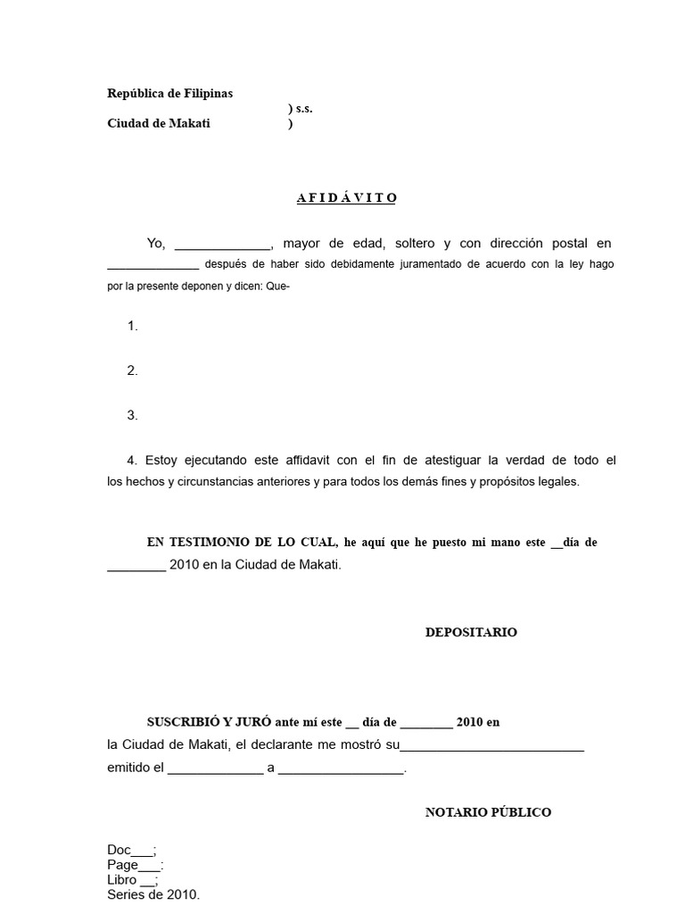 Modelo de Affidavit en Filipinas | PDF