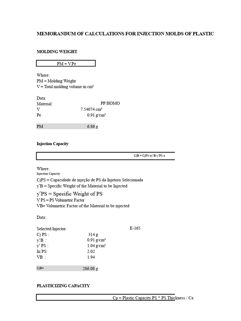 Injection Molding Calculations Guide | PDF | Polyethylene | Building ...