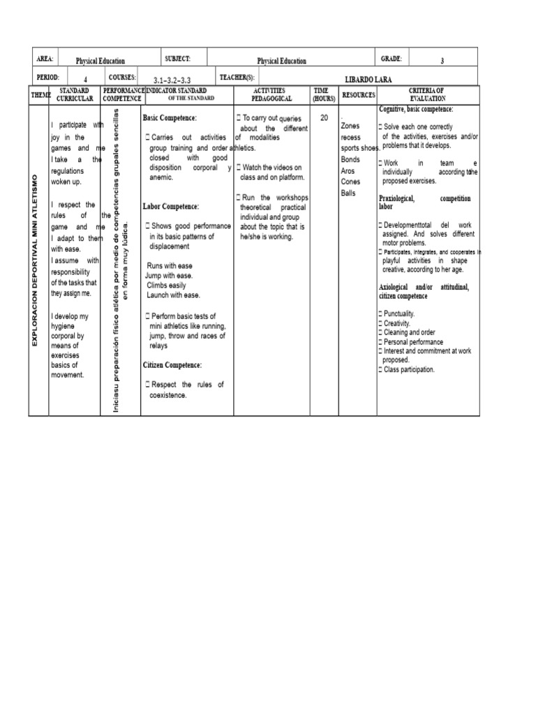 Third Grade Standards (1) | PDF | Physical Education | Curriculum