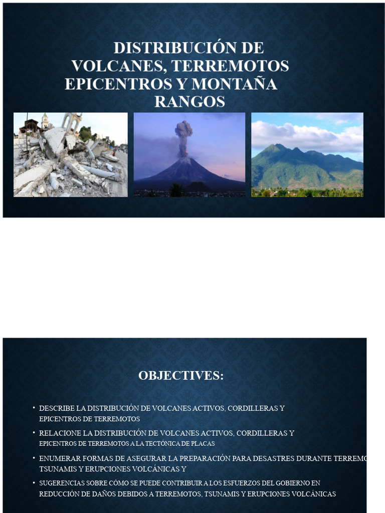 Distribución de VOLCANES, Epicentros de TERREMOTOS Y MONTAÑAS | PDF ...